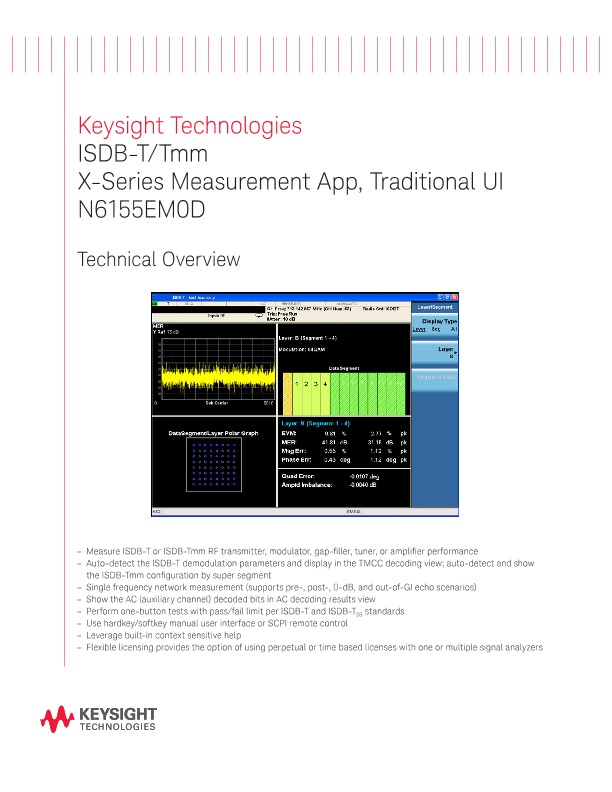 ISDB-T/Tmm X-Series Measurement App, Traditional UI N6155EM0D PDF Asset Page | Keysight